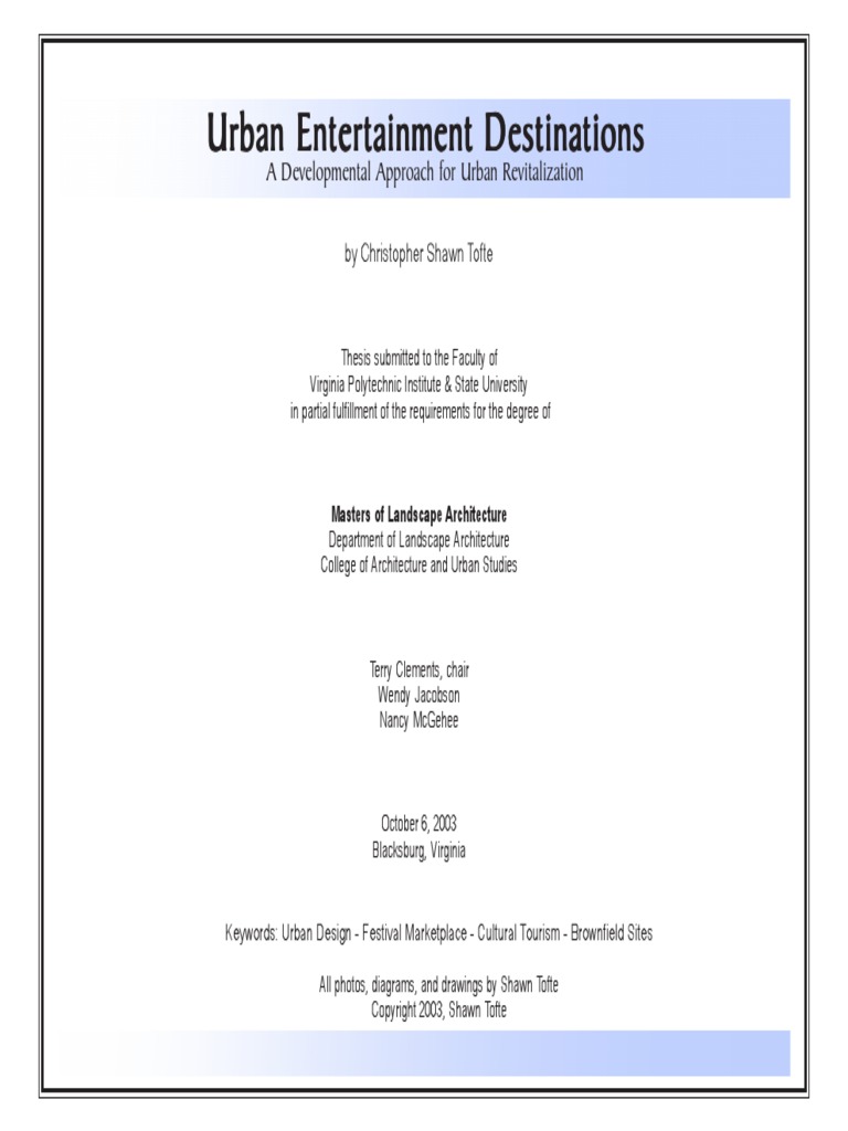 Urban Entertainment Thesis | PDF | Tourism | Entertainment