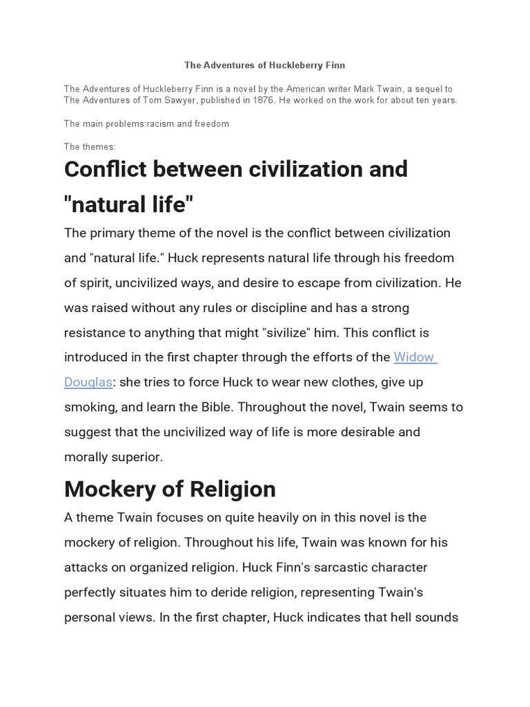 The Adventures of Huckleberry Finn | PDF | Huckleberry Finn ...