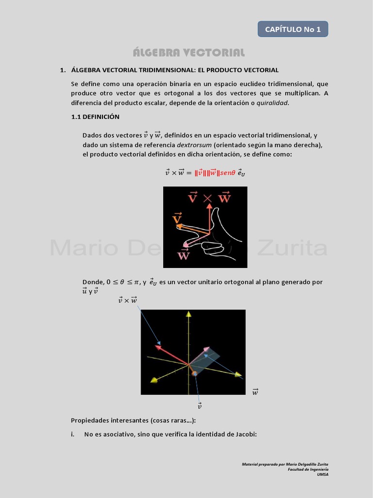 CAPÍTULO - ÁLGEBRA VECTORIAL Algebra Lineal | PDF | Vector Euclidiano | Espacio vectorial