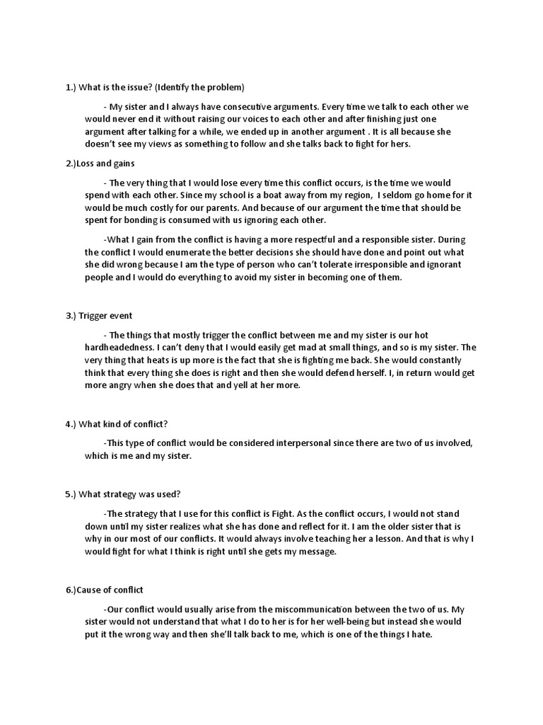 Perdev Conflict Assignment | PDF | Psychological Concepts | Human Nature