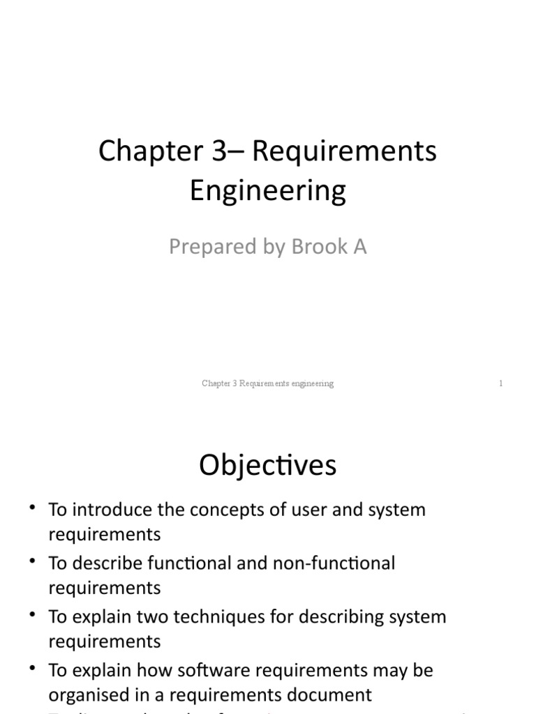 Chapter 3 Requirements Engineering Prepared By Brook A Pdf Use