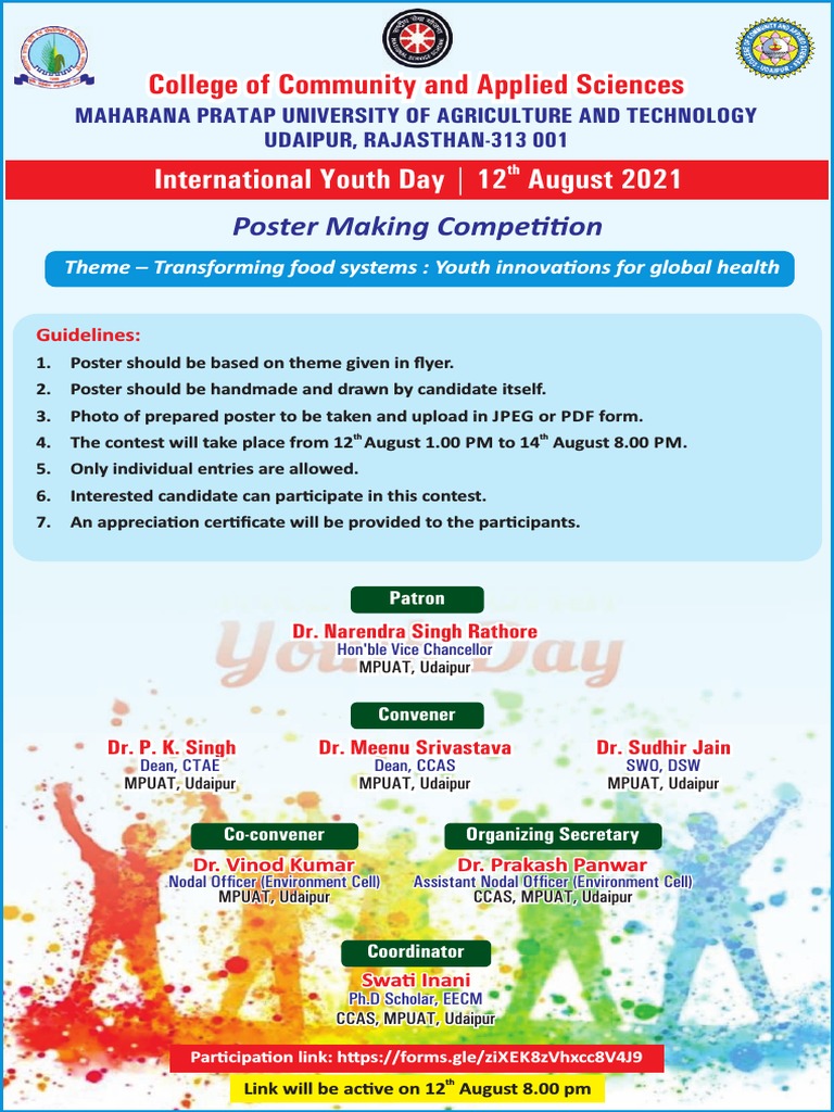 Poster Making Competition International Youth Day 12 August 2021 | PDF