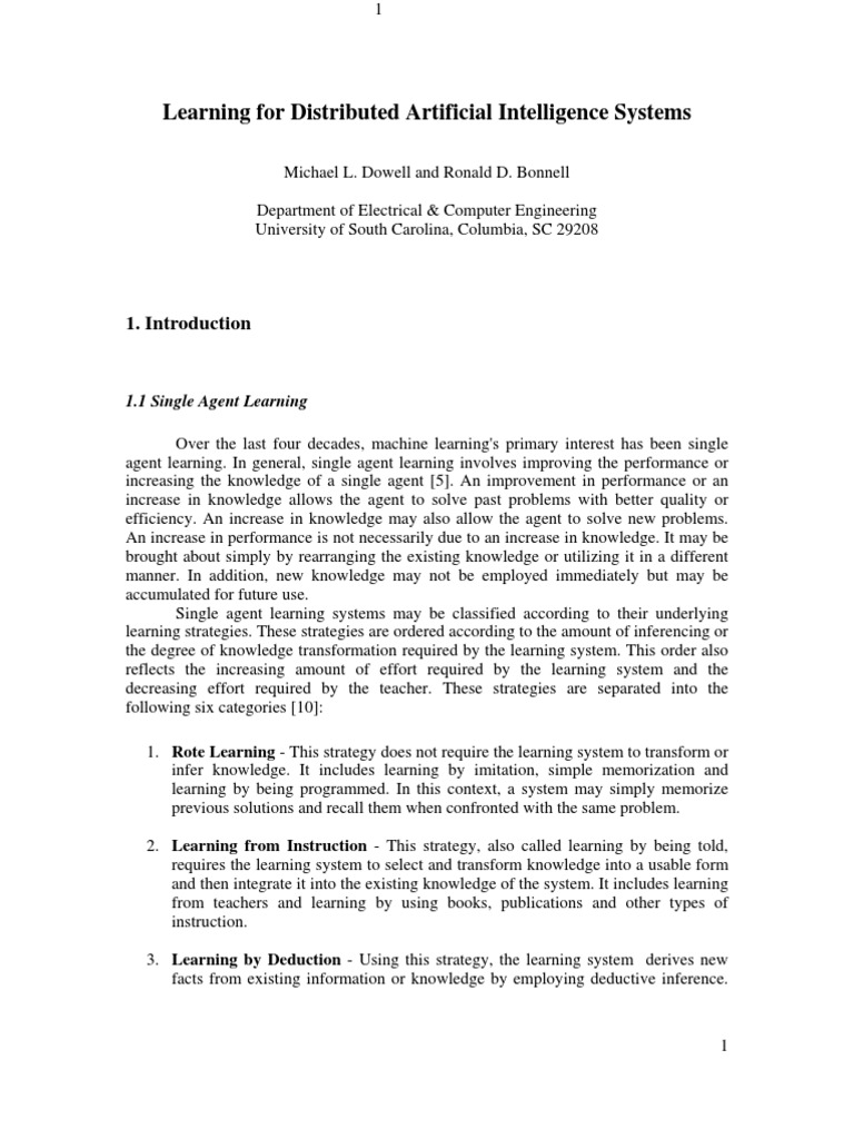 Learning For DAI Systems | PDF | Learning | Reliability Engineering