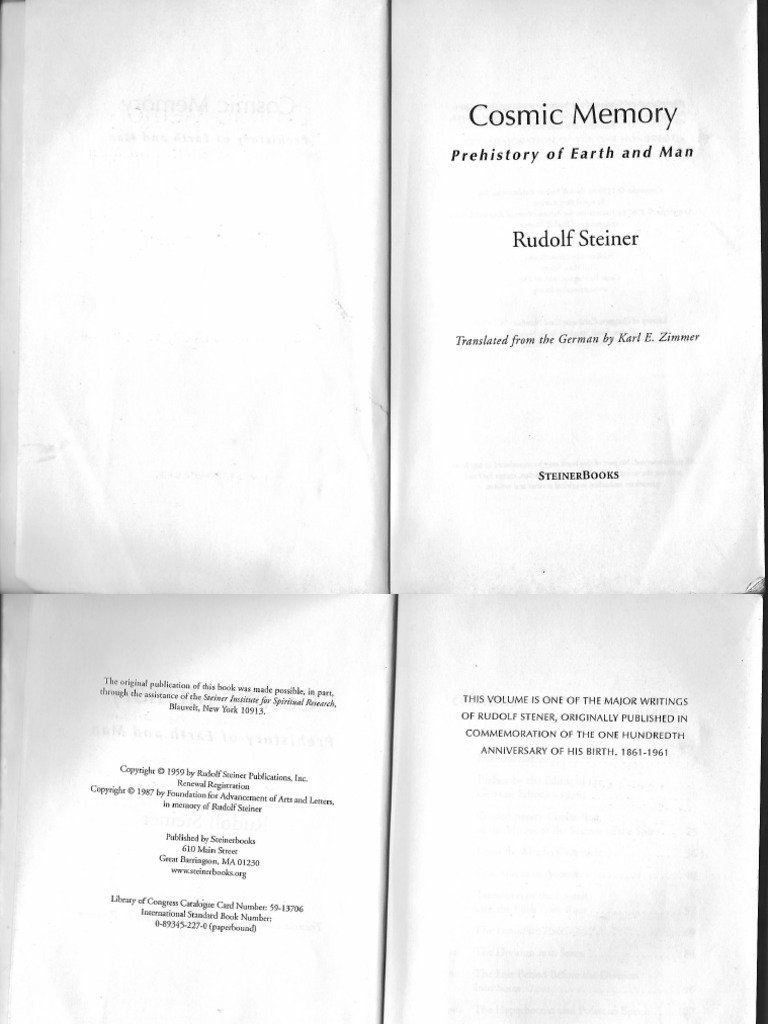 Cosmic Memory R. Steiner Book | PDF