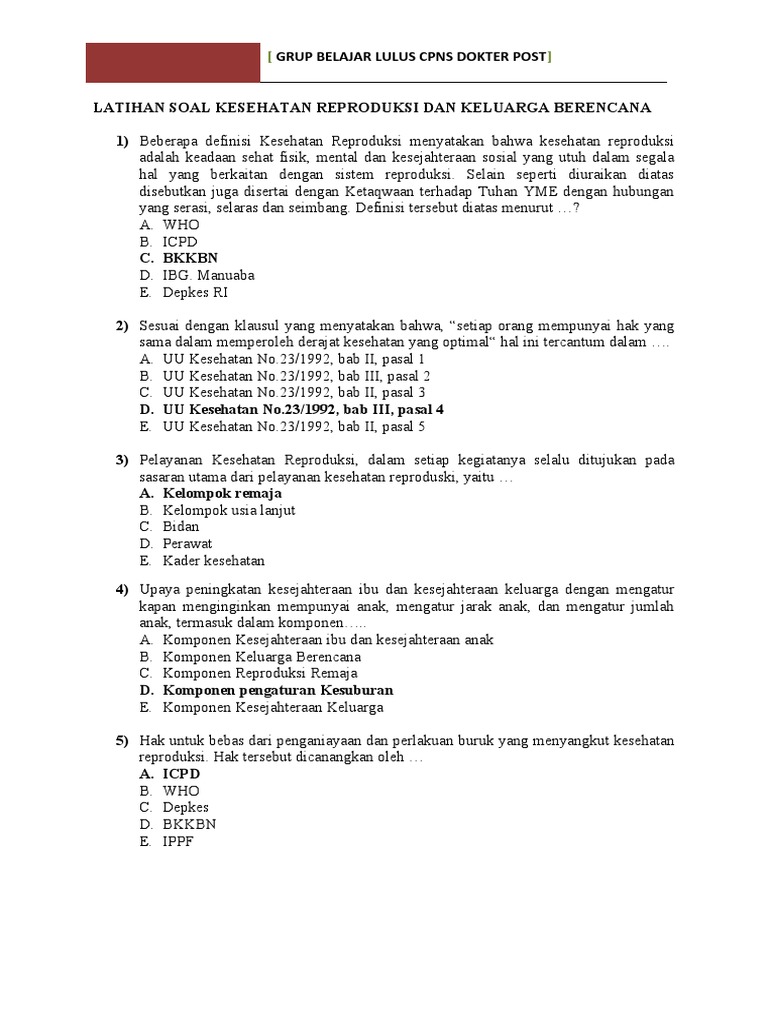 Soal Kespro Dan KB | PDF