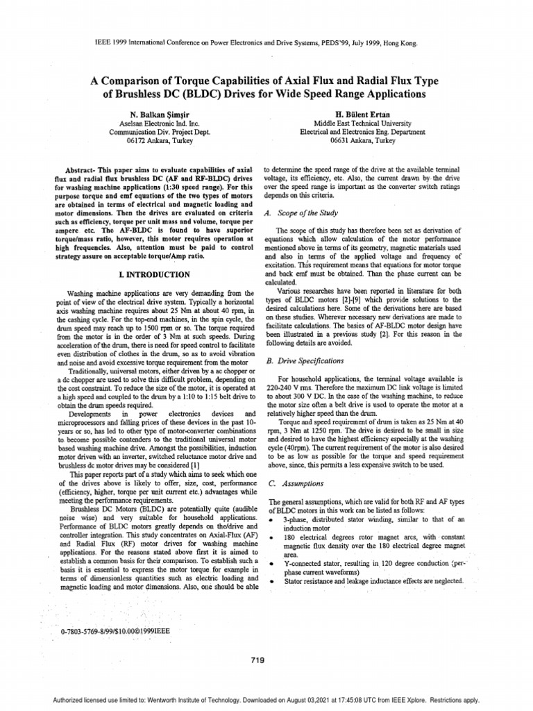A Comparison of Torque Capabilities of Axial Flux and Radial Flux Type ...