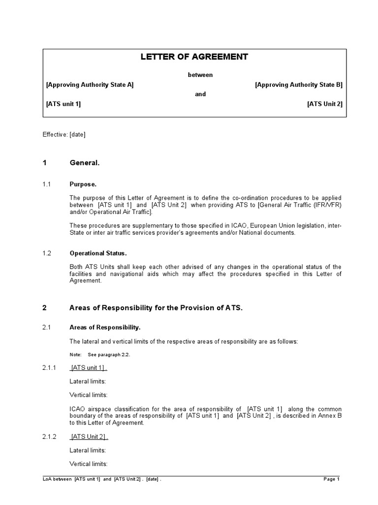Eurocontrol Loa Template | PDF | Air Traffic Control | Instrument ...