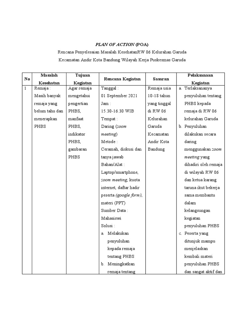 Plan of Action (Poa) | PDF