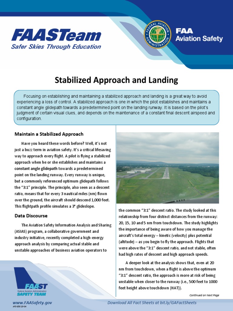 Stabilized Approach and Landing | PDF | Runway | Aircraft