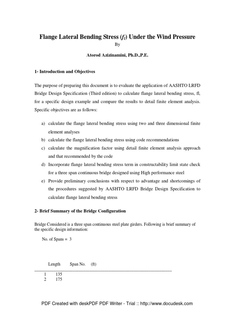Flange Lateral Bending Stress Analysis | PDF | Bending | Stress (Mechanics)