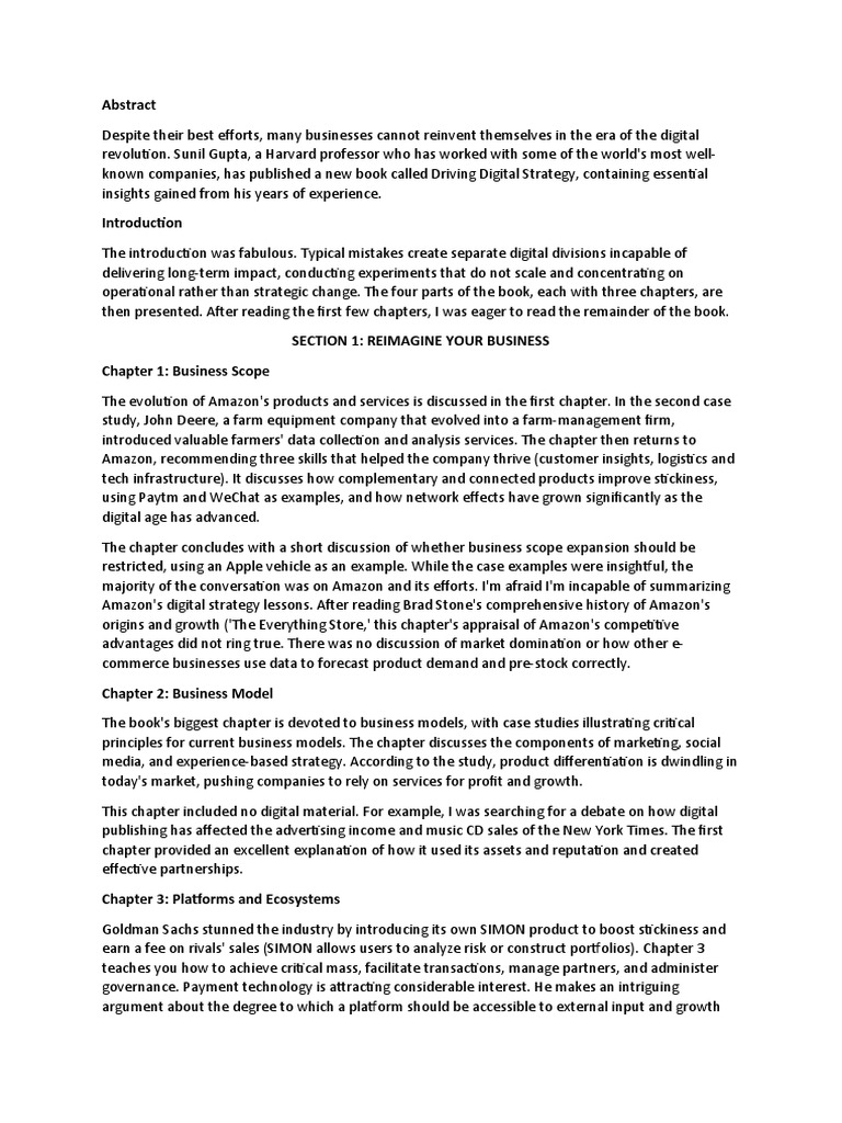 Driving Digital Strategy - Edited | PDF | Business Model | Innovation