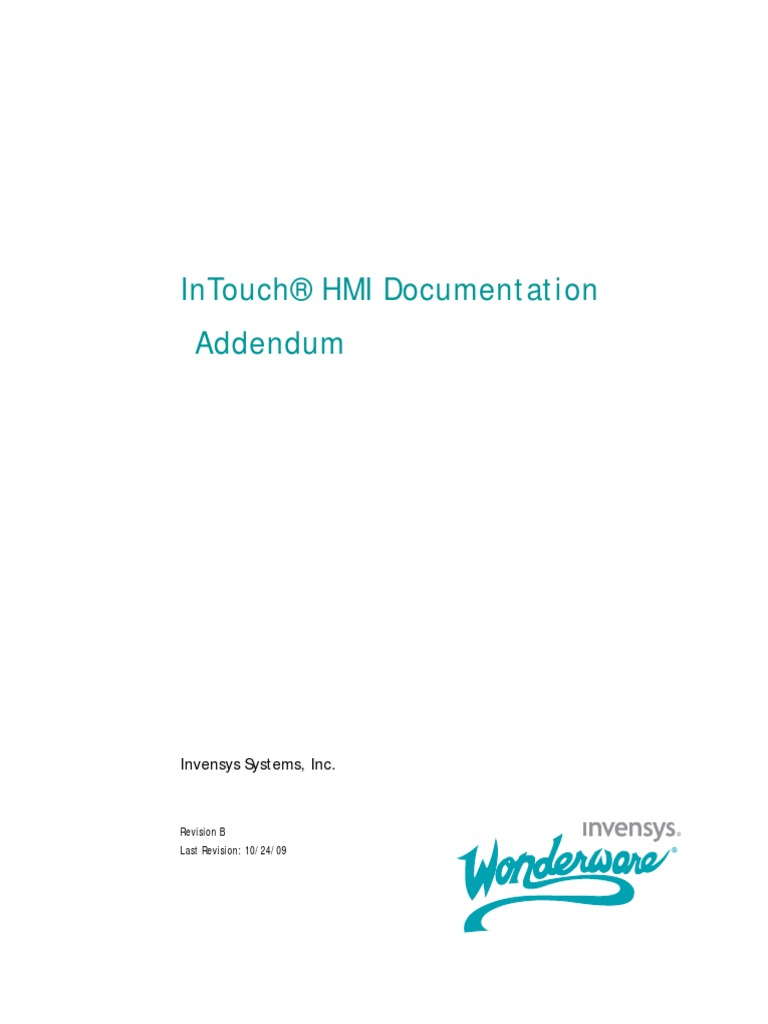 Intouch® Hmi Documentation Addendum: Invensys Systems, Inc | PDF | Comma Separated Values ...