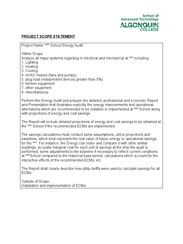 Preliminary Scope | PDF