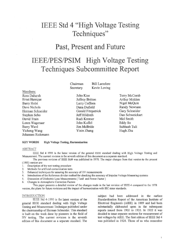IEEE STD 4 High Voltage Testing Techniqu | PDF