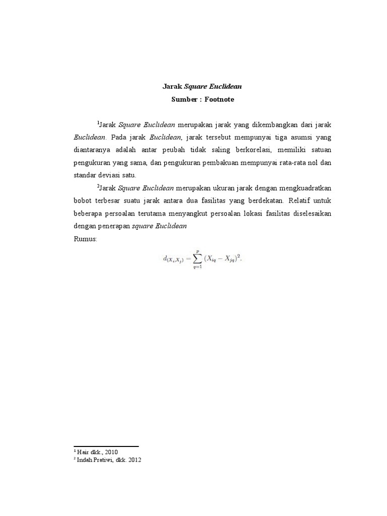 Minggu X PERHITUNGAN Jarak Square Euclidean | PDF