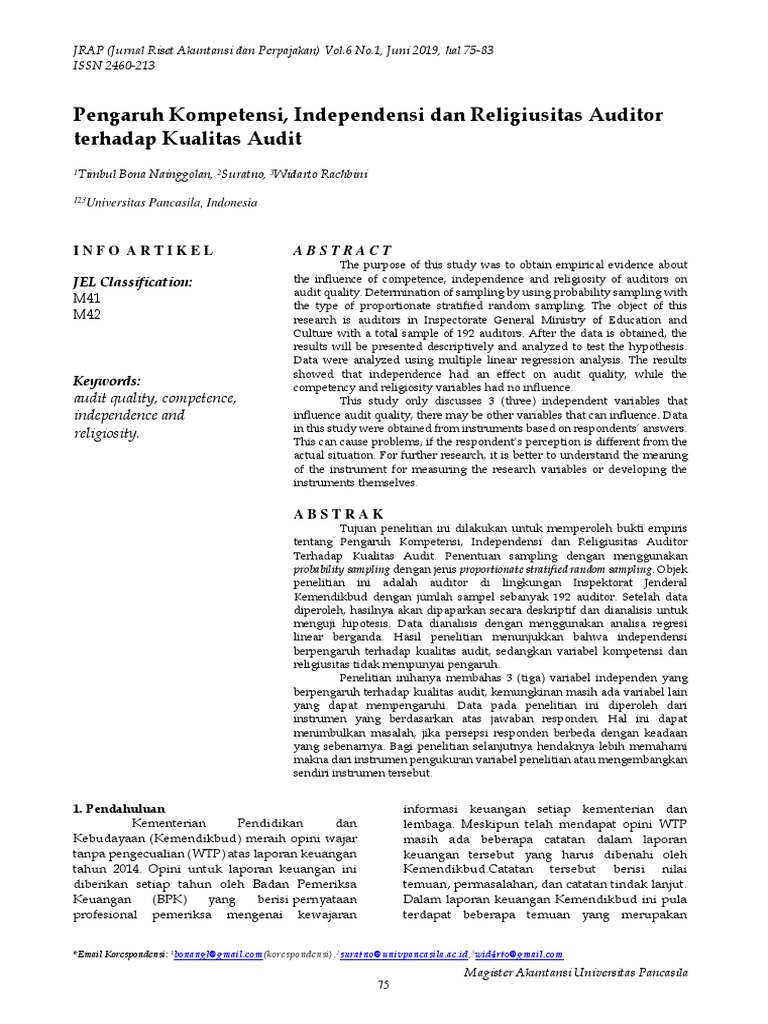Auditor Competence and Audit Quality | PDF | Sampling (Statistics) | Scientific Method