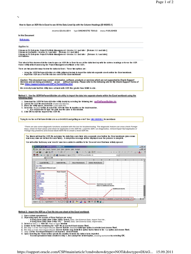 How To Open An XER File in Excel To See All The Data Lined Up With The ...