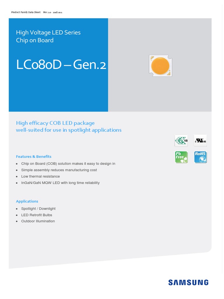 LC080D - Gen.2: High Voltage LED Series Chip On Board | PDF | Light ...