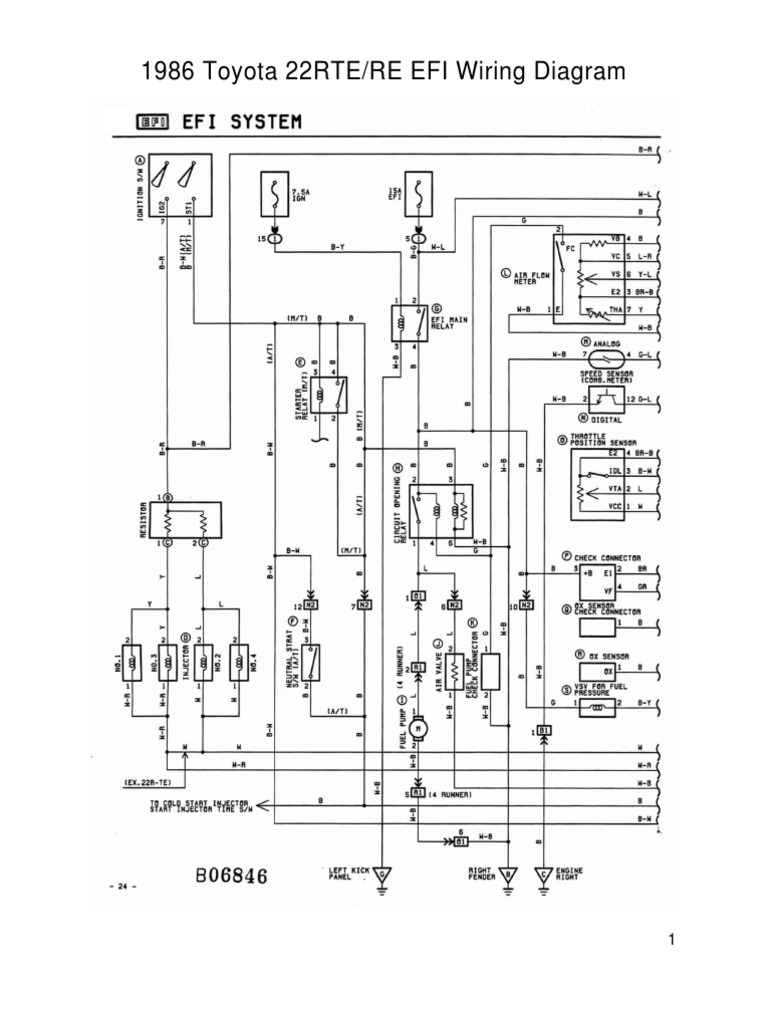 1986 Toyota 22RTE/RE Wiring Diagram | PDF | Sports & Recreation | Travel