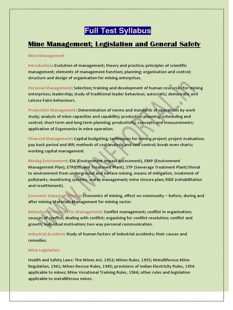 Mine Management and Safety Legislation | PDF | Mining | Risk
