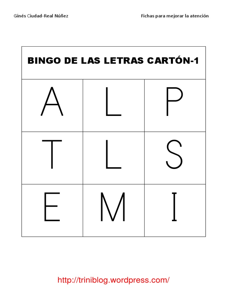 Bingo de Las Letras Mayusculas | PDF