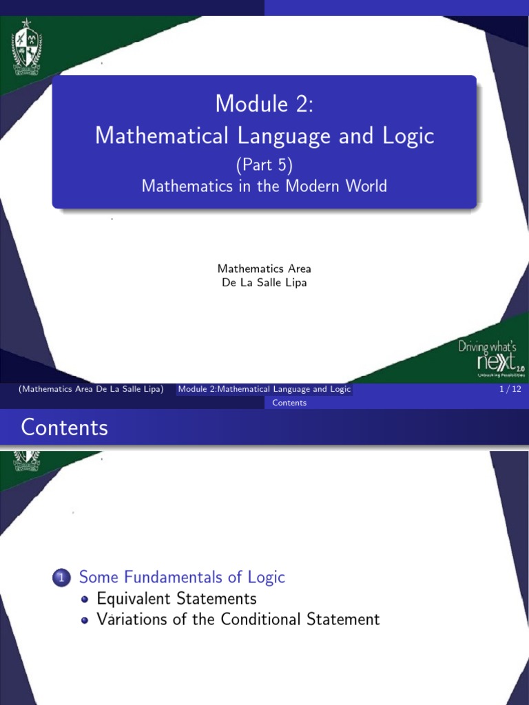 Mathematical Language and Logic (Part 5) | PDF | Logic | Truth