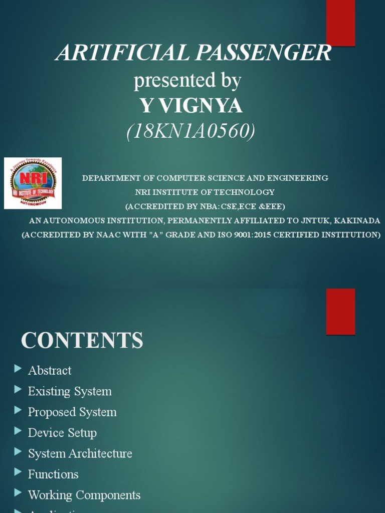 Artificial Passenger: Presented by | PDF | Speech Recognition | Computer Science