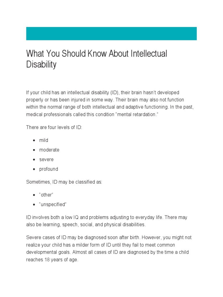 An In-Depth Look at Intellectual Disability: Causes, Symptoms ...
