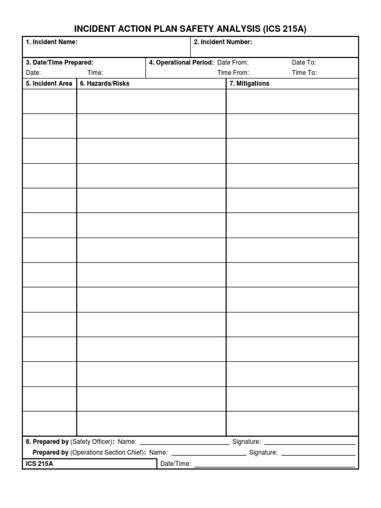 ICS 215A Safety Analysis Guide | PDF | Incident Command System ...