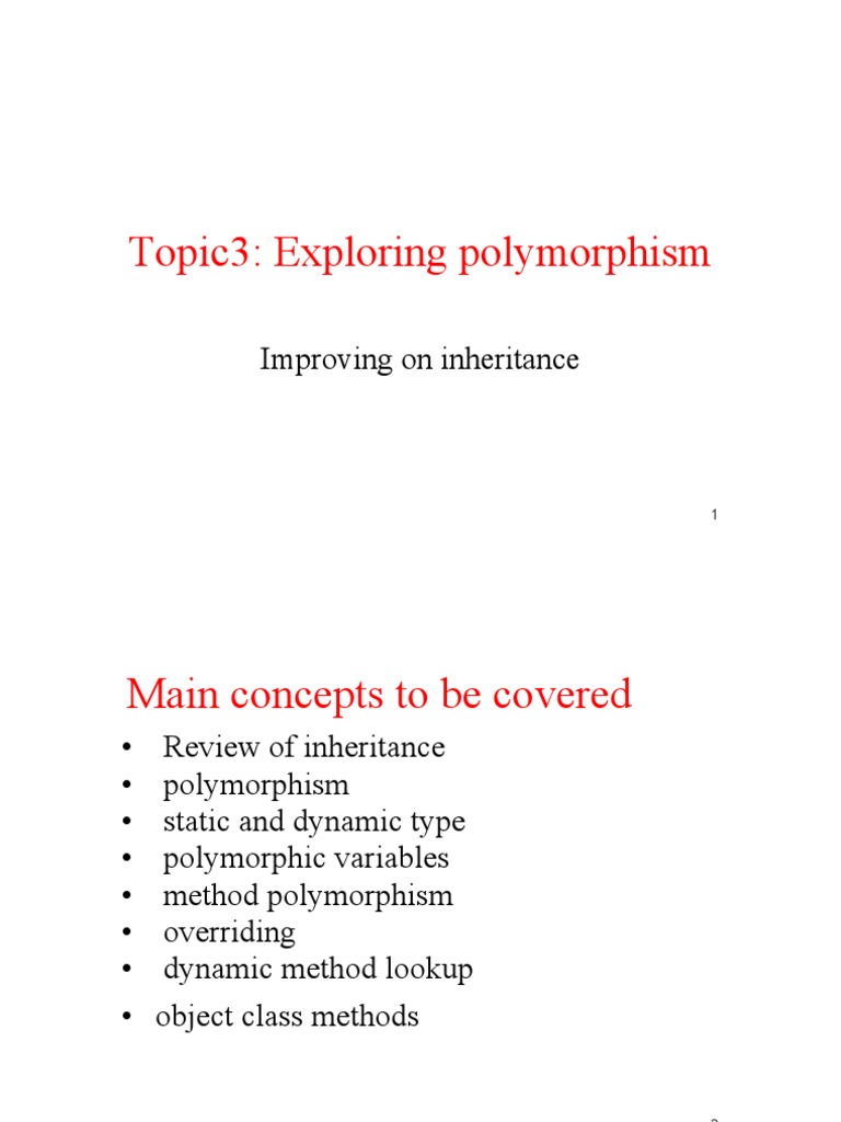 Topic3 Exploring Polymorphism Improving On Inheritance Pdf Inheritance Object Oriented
