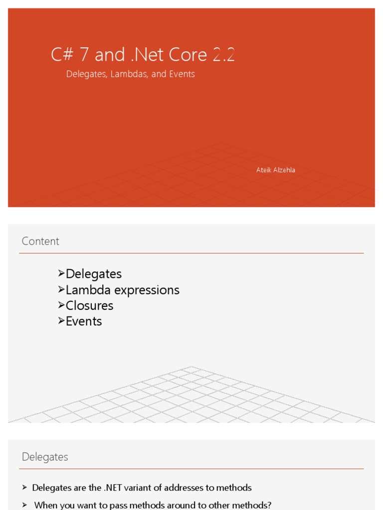 C# 04 - Delegates Lambdas and Events | PDF | Anonymous Function ... C# 04 - Delegates Lambdas and Events | PDF | Anonymous Function ...