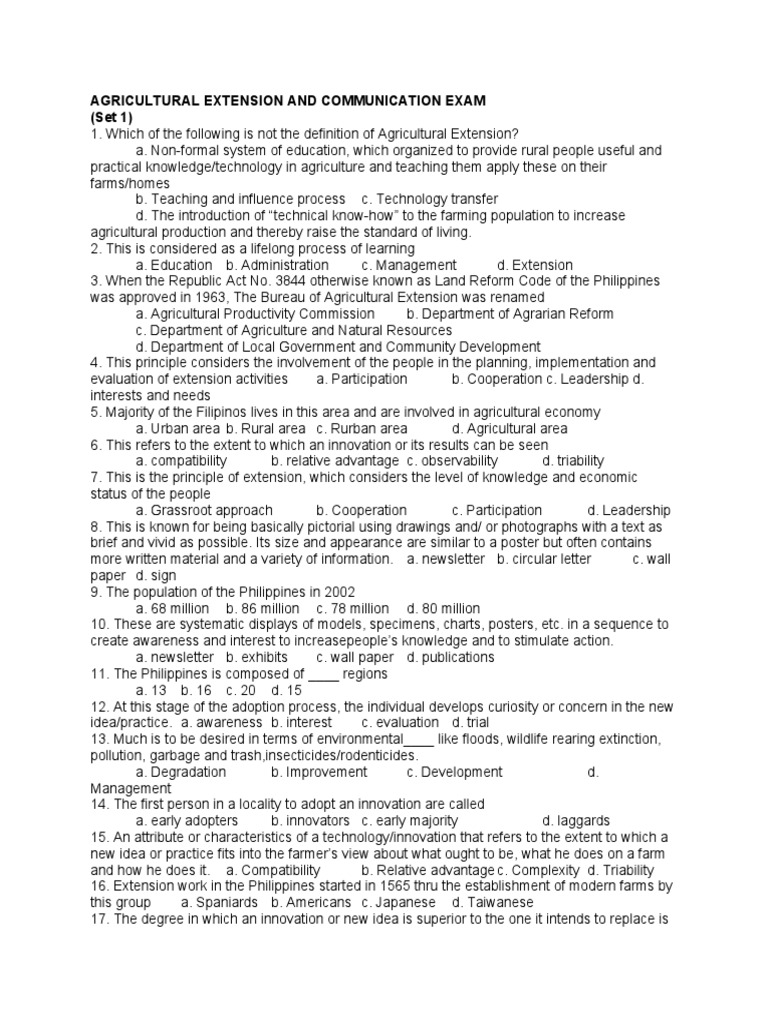 Agricultural Extension Exam Review | PDF | World Wide Web | Internet & Web