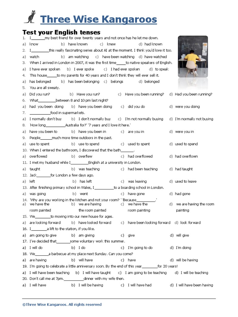 Three Wise Kangaroos: Test Your English Tenses | Download Free PDF ...