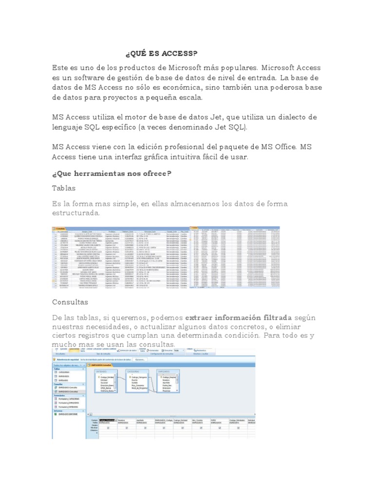 Introducción a Microsoft Access y sus herramientas | PDF | Bases de ...