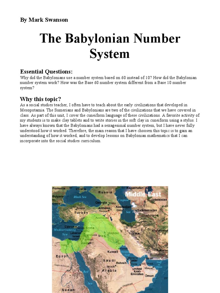The Babylonian Number System: by Mark Swanson | PDF | Cuneiform | Numbers