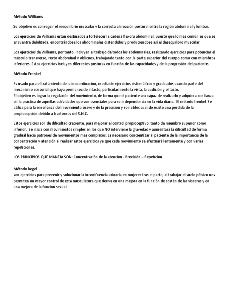 Ejercicios del Método Williams para Rehabilitación | PDF | Salud y ...