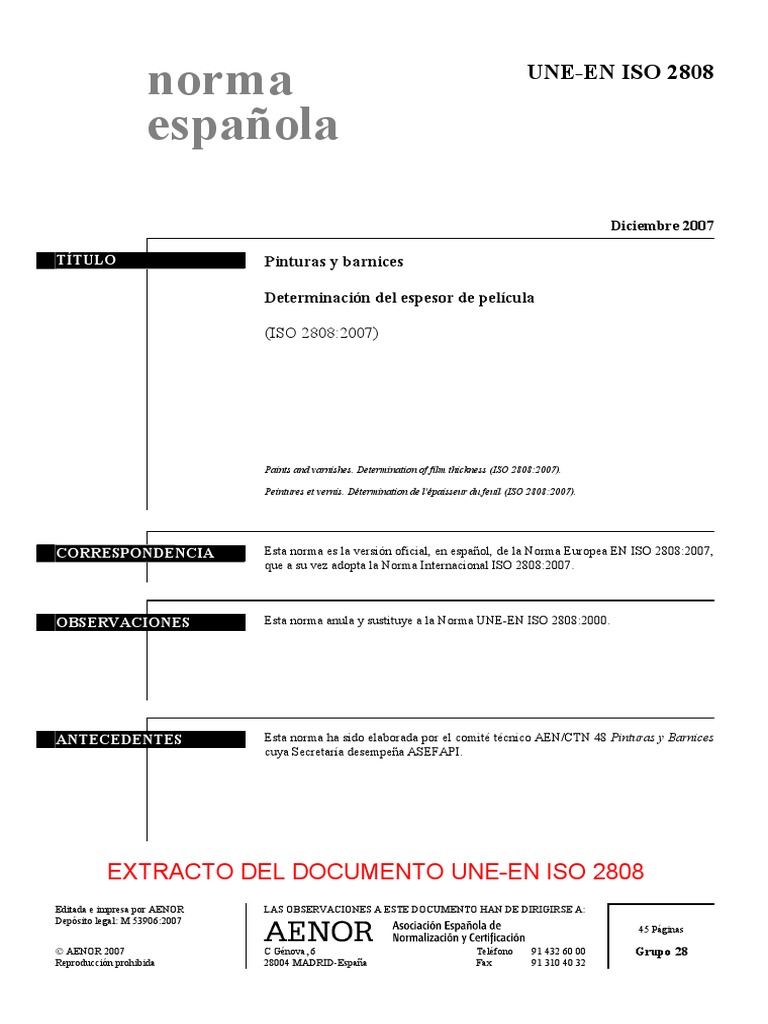 Une-En Iso 2808 | PDF | Revestimiento | Metrología