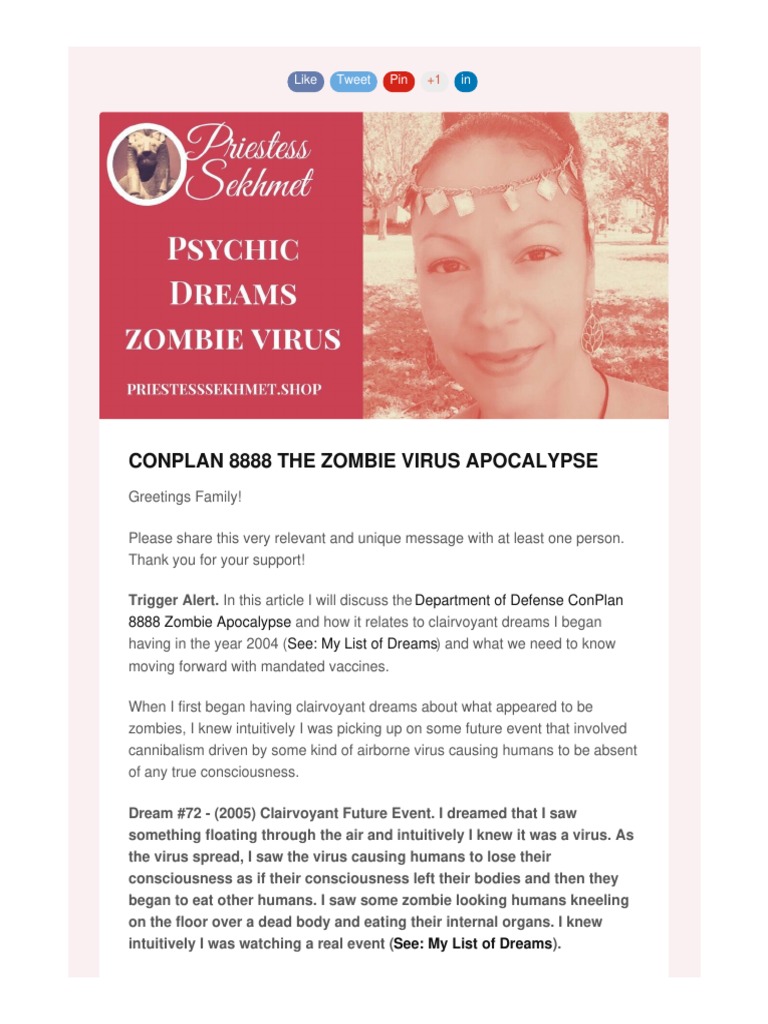 Conplan 8888 The Zombie Virus Apocalypse | PDF | Soul | Dream