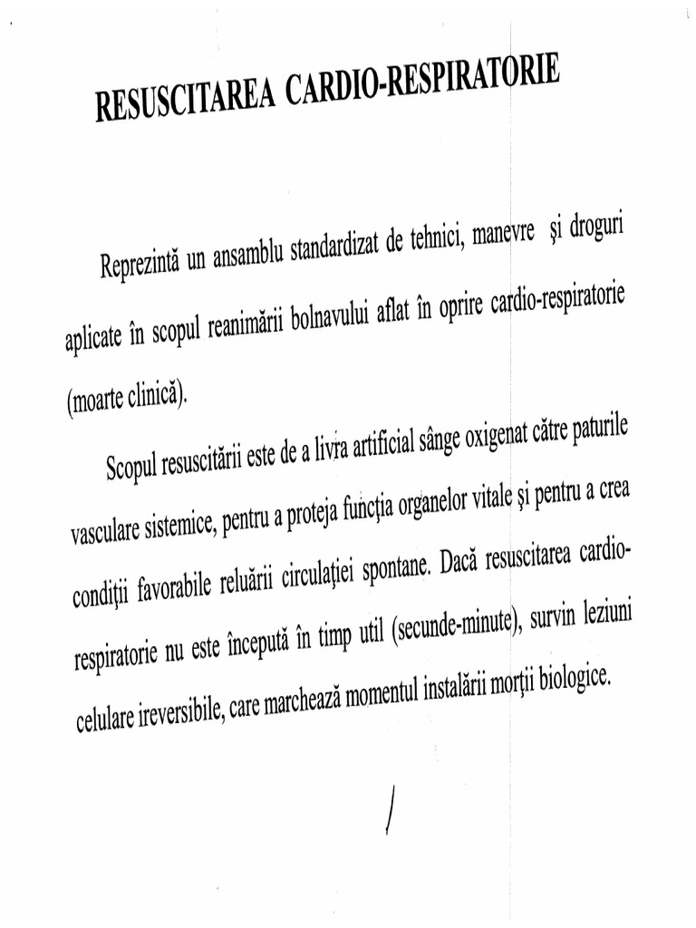 Resuscitarea Cardio Respiratorie | PDF