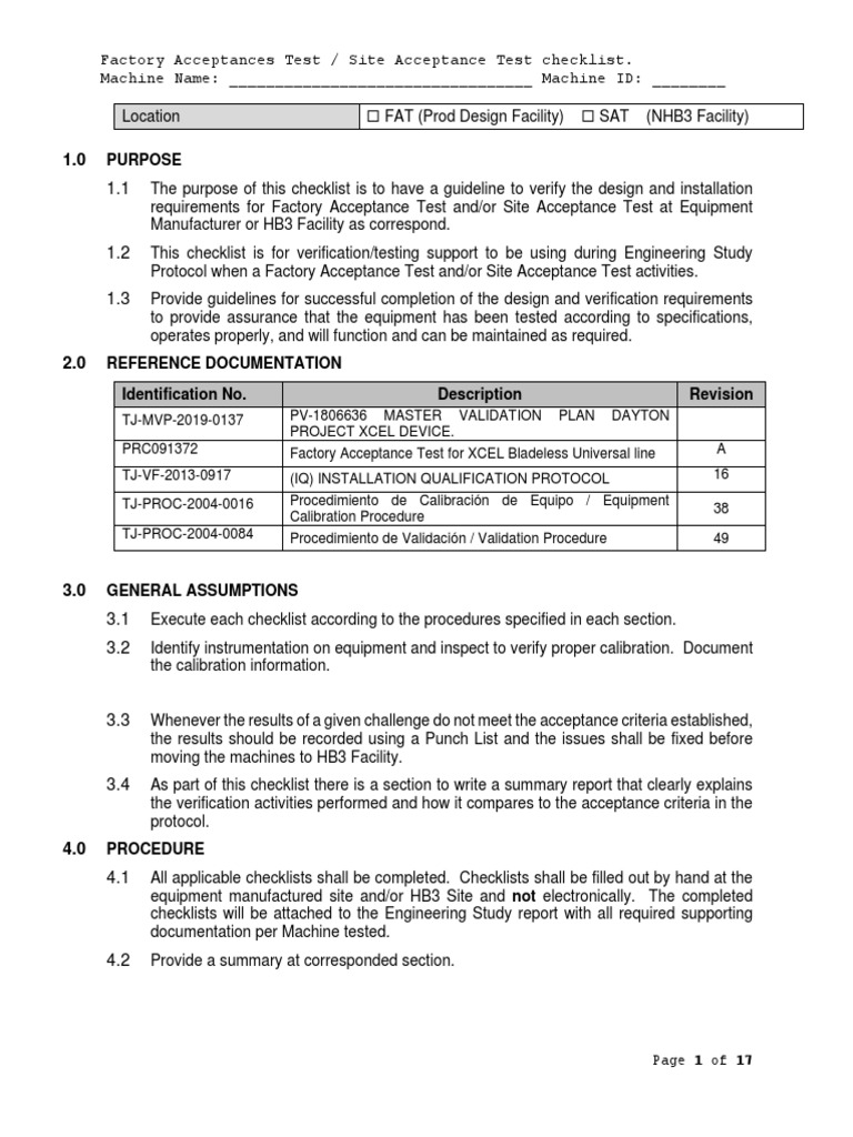 FAT Checklist | Download Free PDF | Calibration | Verification And ...