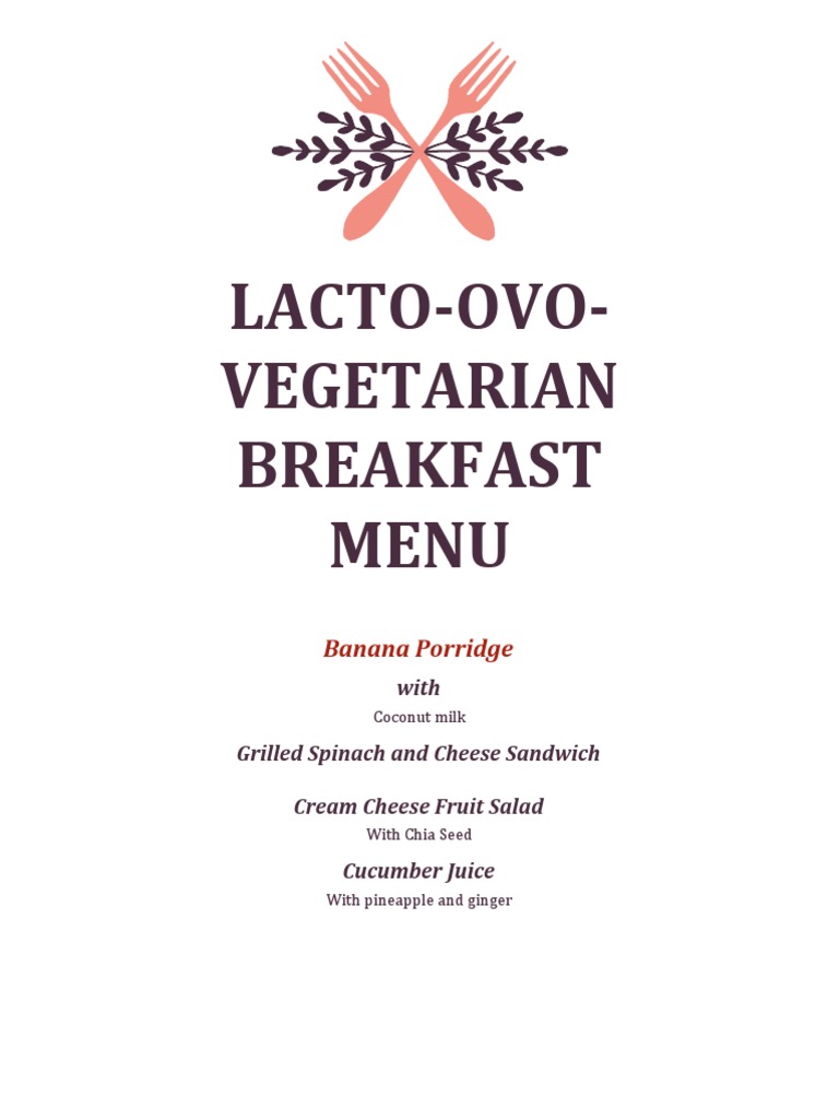 Lacto Ovo Vegetarian Menu | PDF