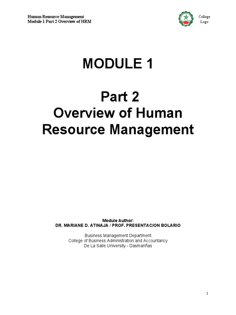 HRM (Module 1) | PDF | Human Resource Management | Human Resources
