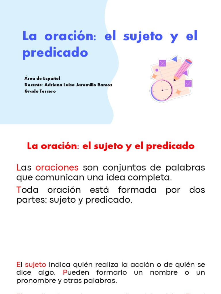 La Oración El Sujeto y El Predicado | PDF | Asunto (gramática ...