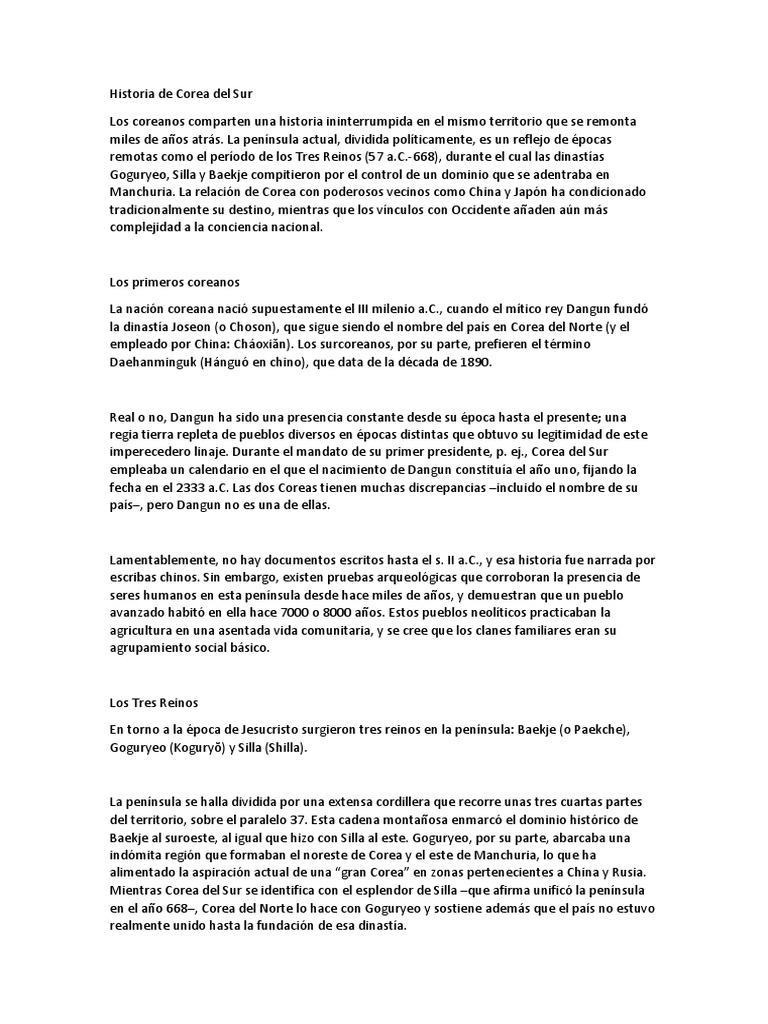 Historia De Corea Del Sur Pdf Corea Corea Del Sur