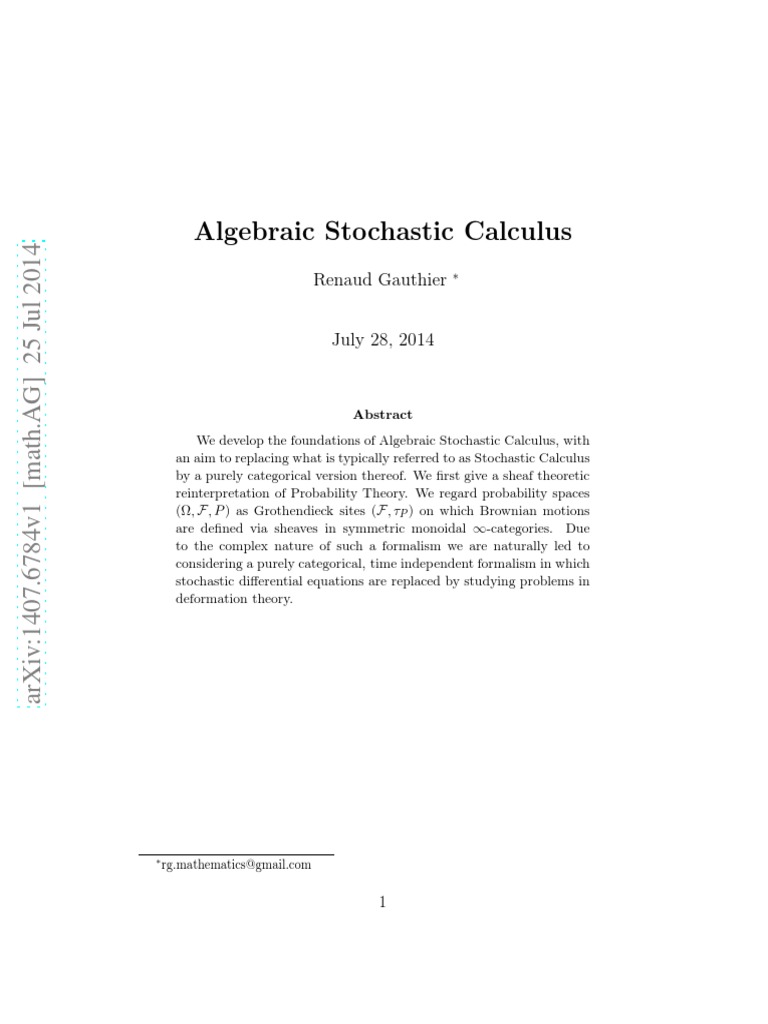 Algebraic Stochastic Calculus | PDF | Stochastic Differential Equation ...