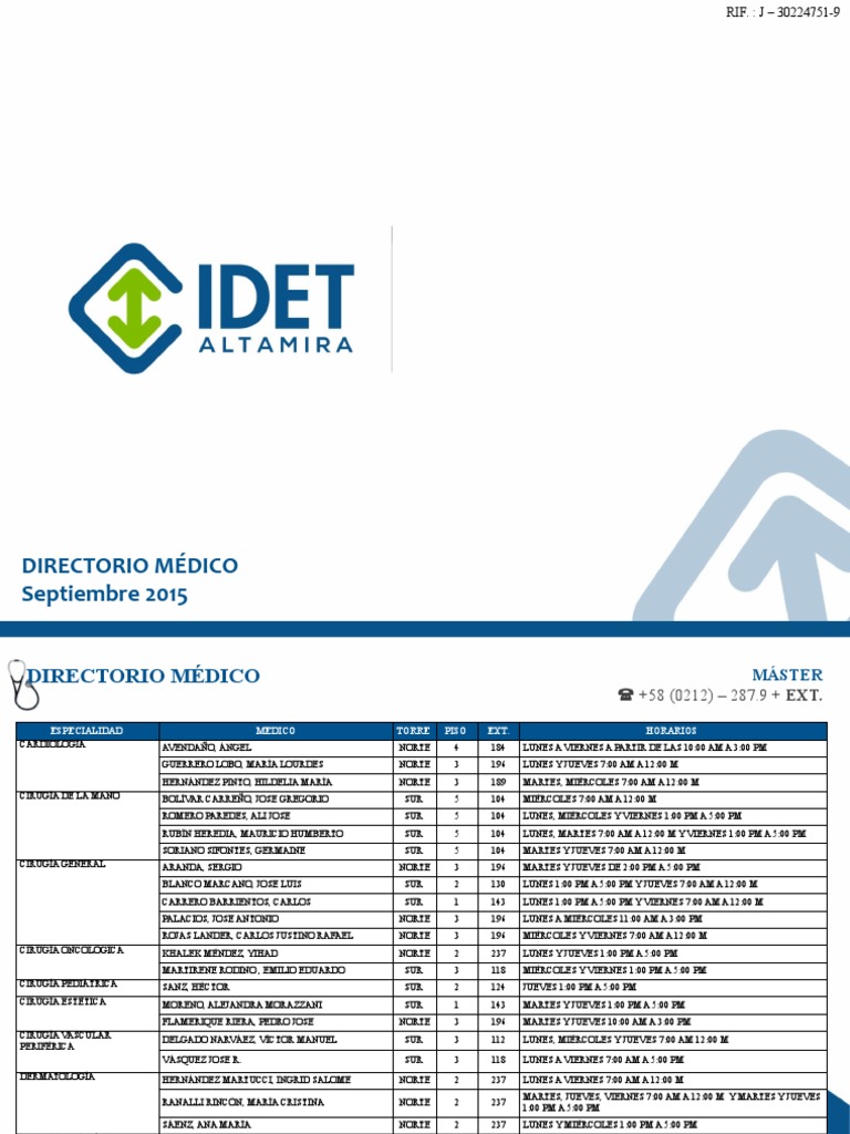 Directorio Medico Clinica Idet | PDF | Medicina | Cuidado de la salud