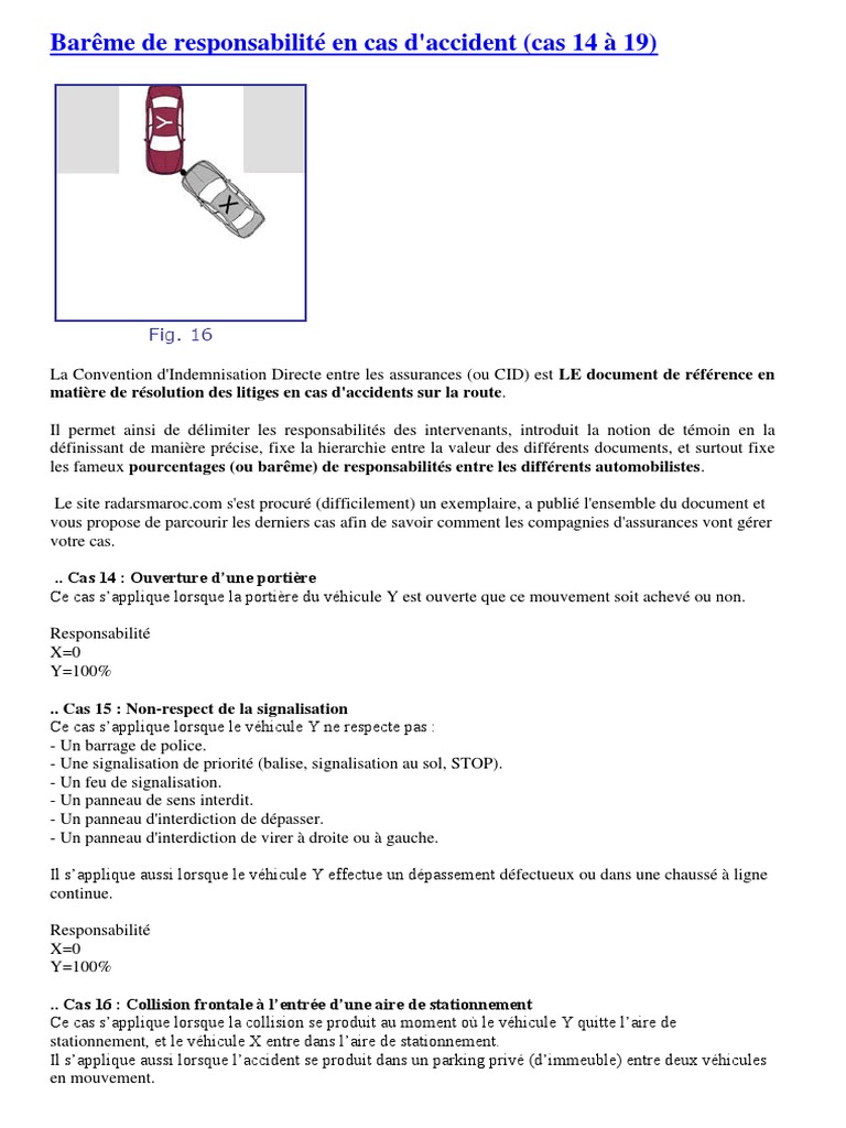 Barême de Responsabilité en Cas D'accident (Cas 14 À 19) | PDF ...