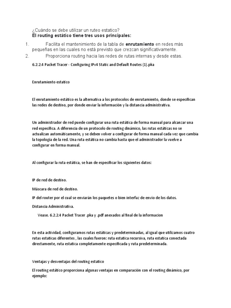 Cuándo Se Debe Utilizar Un Ruteo Estatico | PDF | Enrutador ...