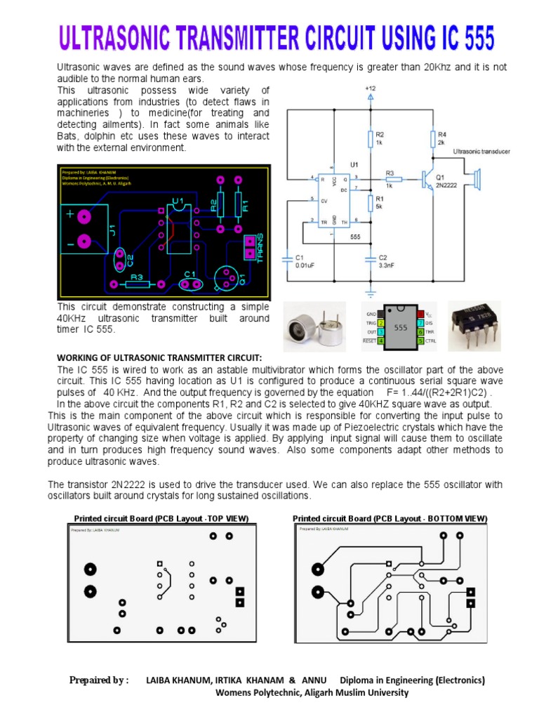 Laiba - Ultrasonic Transmitter Circuit Using Ic 555 | PDF | Electronic ...