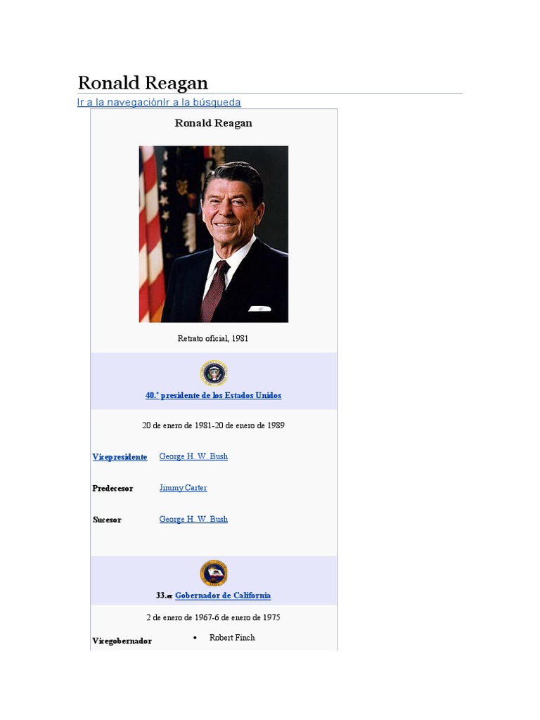 Ronald Reagan | PDF | Ronald Reagan | Partido Republicano (Estados Unidos)